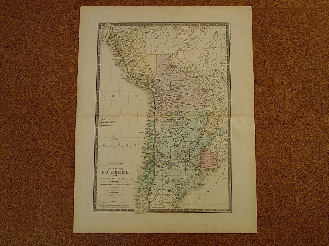 Old Vintage Map of Peru Chile 1875 Original Antique Print/poster About ...