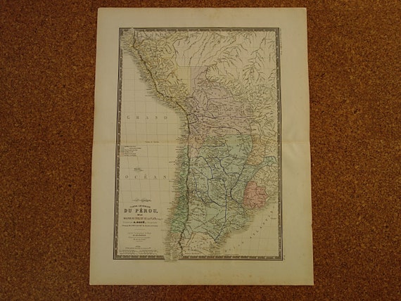Old Vintage Map of Peru Chile 1875 Original Antique | Etsy