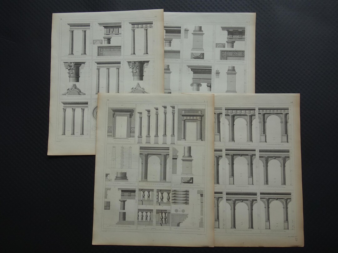 Antique Print Set of Roman and Greek Classical Architecture Orders ...