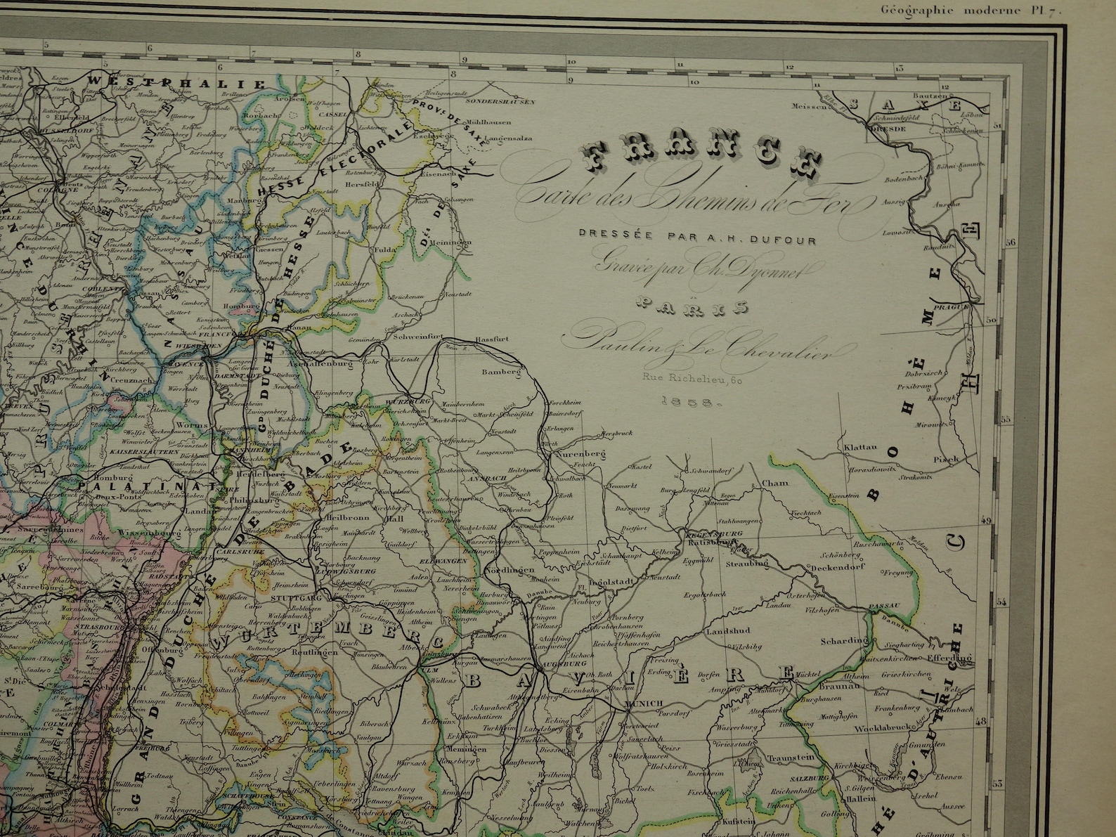 FRANCE Old Map of France LARGE 1858 Original Antique Hand - Etsy