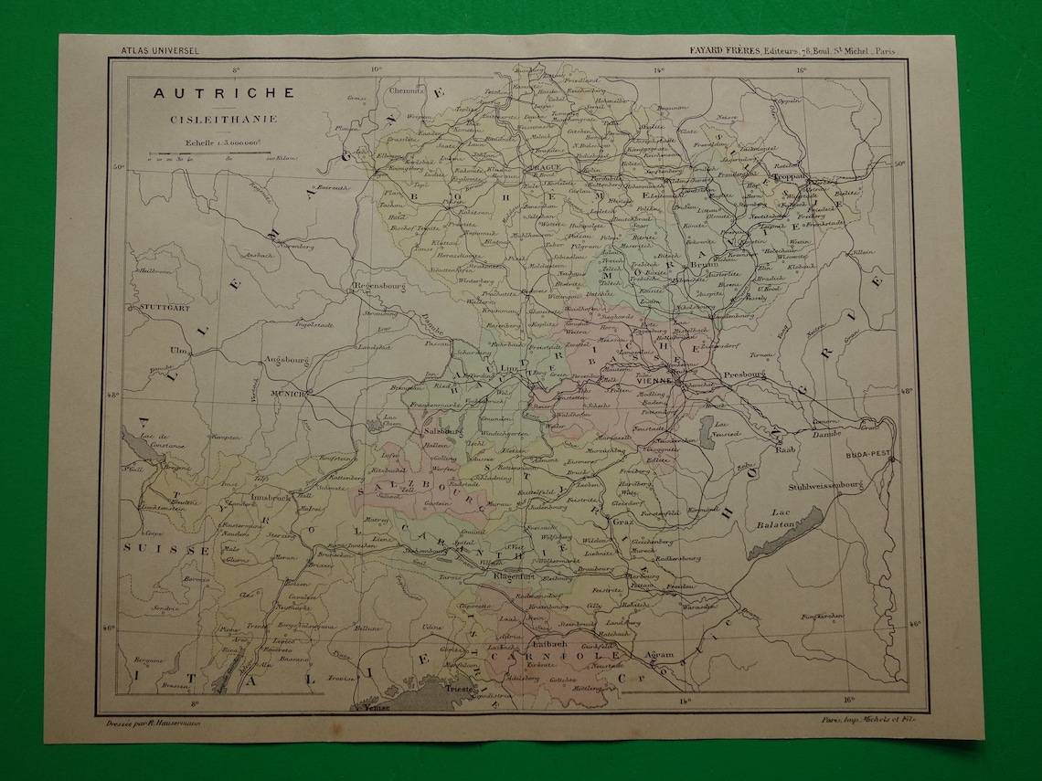 Austria Czechia Old Map of Cisleithania 1896 Original Old - Etsy
