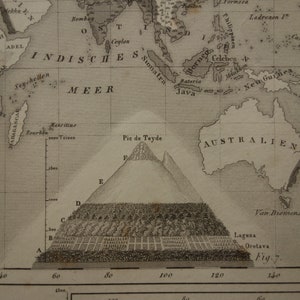 1849 Original Antique World Map Old Worldmap About Crops Illustrated ...