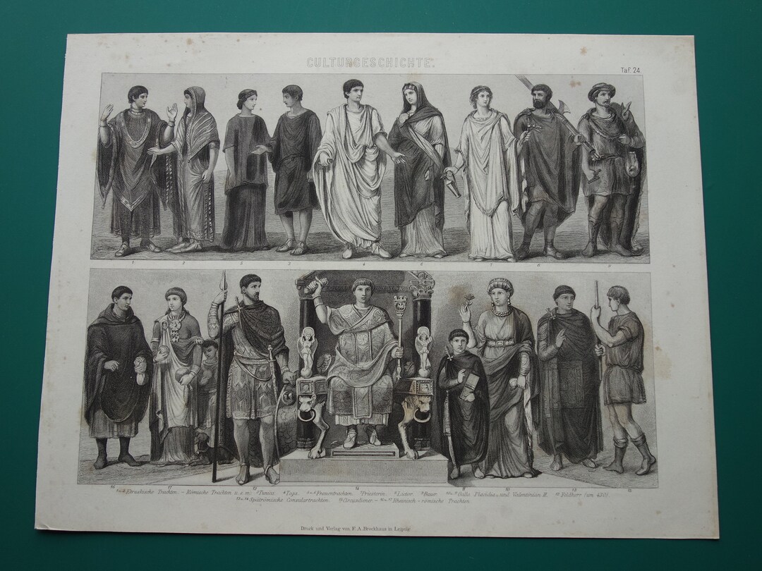ROMAN EMPIRE Antique Print of Clothing in Ancient Rome 1870 Original ...