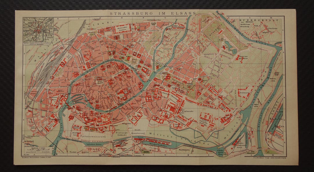 STRASBOURG Old Map of Strasbourg Alsace France 1911 Original Antique ...