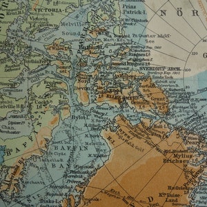 ARCTIC Old Map of Arctic Region 1928 Detailed Antique Print About Polar ...