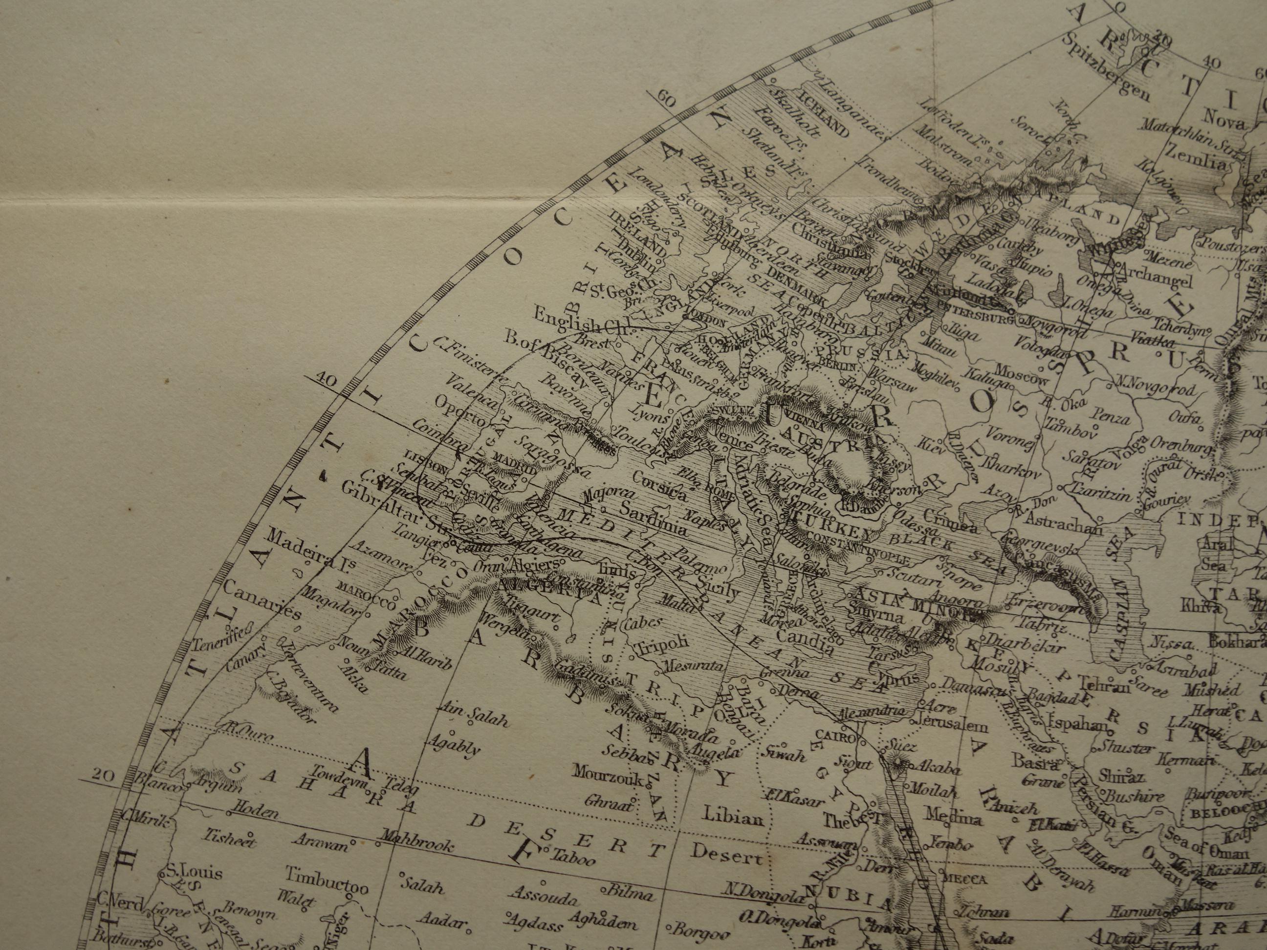 WORLDMAP Old Map of the World 1860 Original English Double Hemisphere ...
