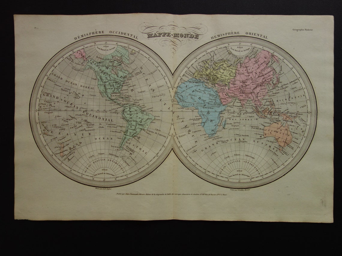 Antique WORLD Map 180 Years Old Map of the World 1838 - Etsy