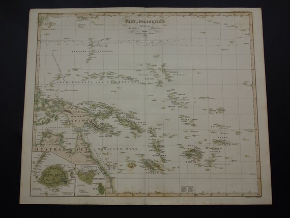 Home Décor Globes & Maps OCEANIA old map of Australia New-Zealand ...