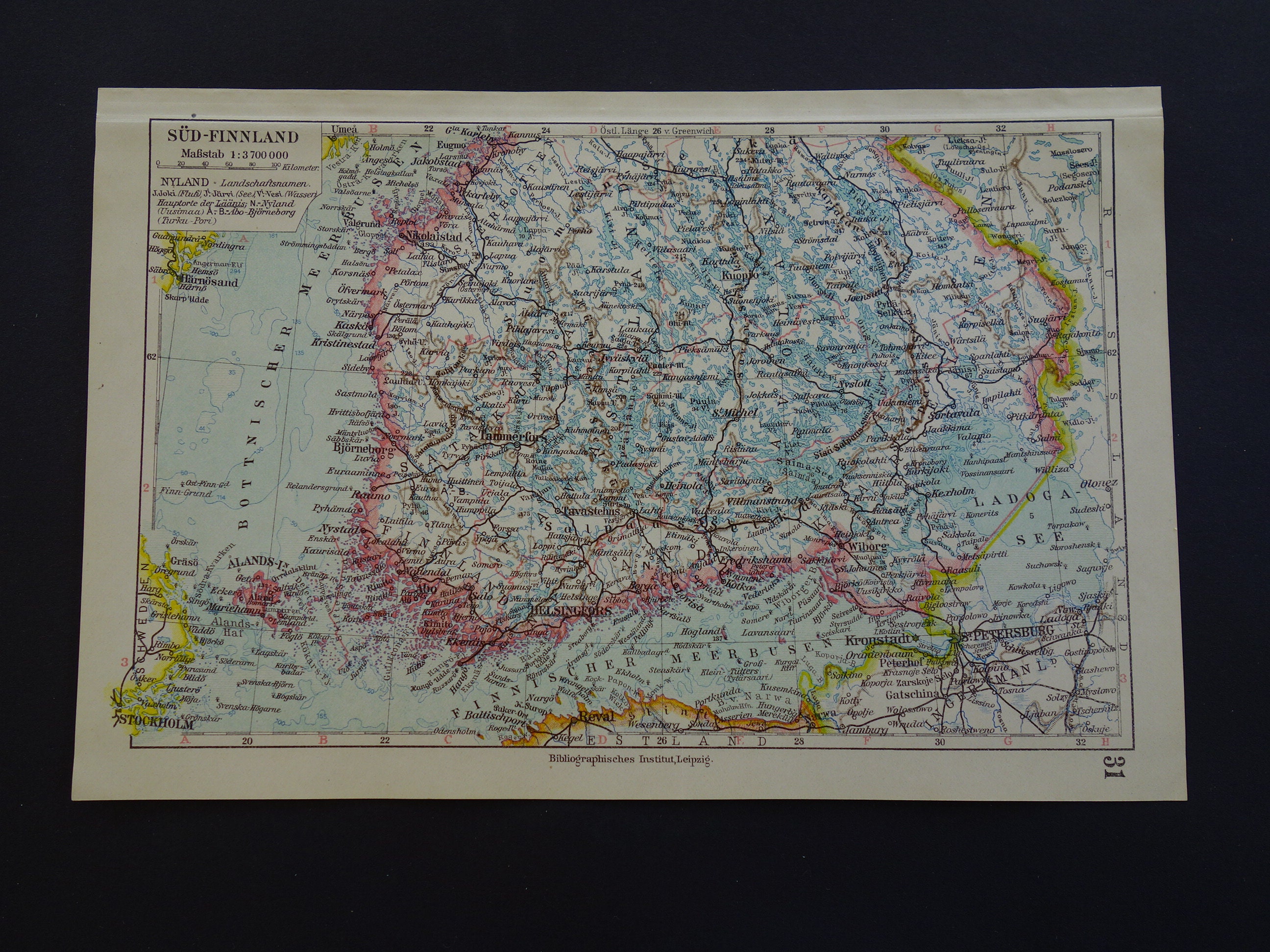 Old map of Finland original 1926 antique print about | Etsy