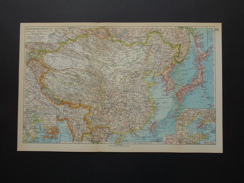 CHINA Antique Map of Chinese Empire Large Old German Print - Etsy