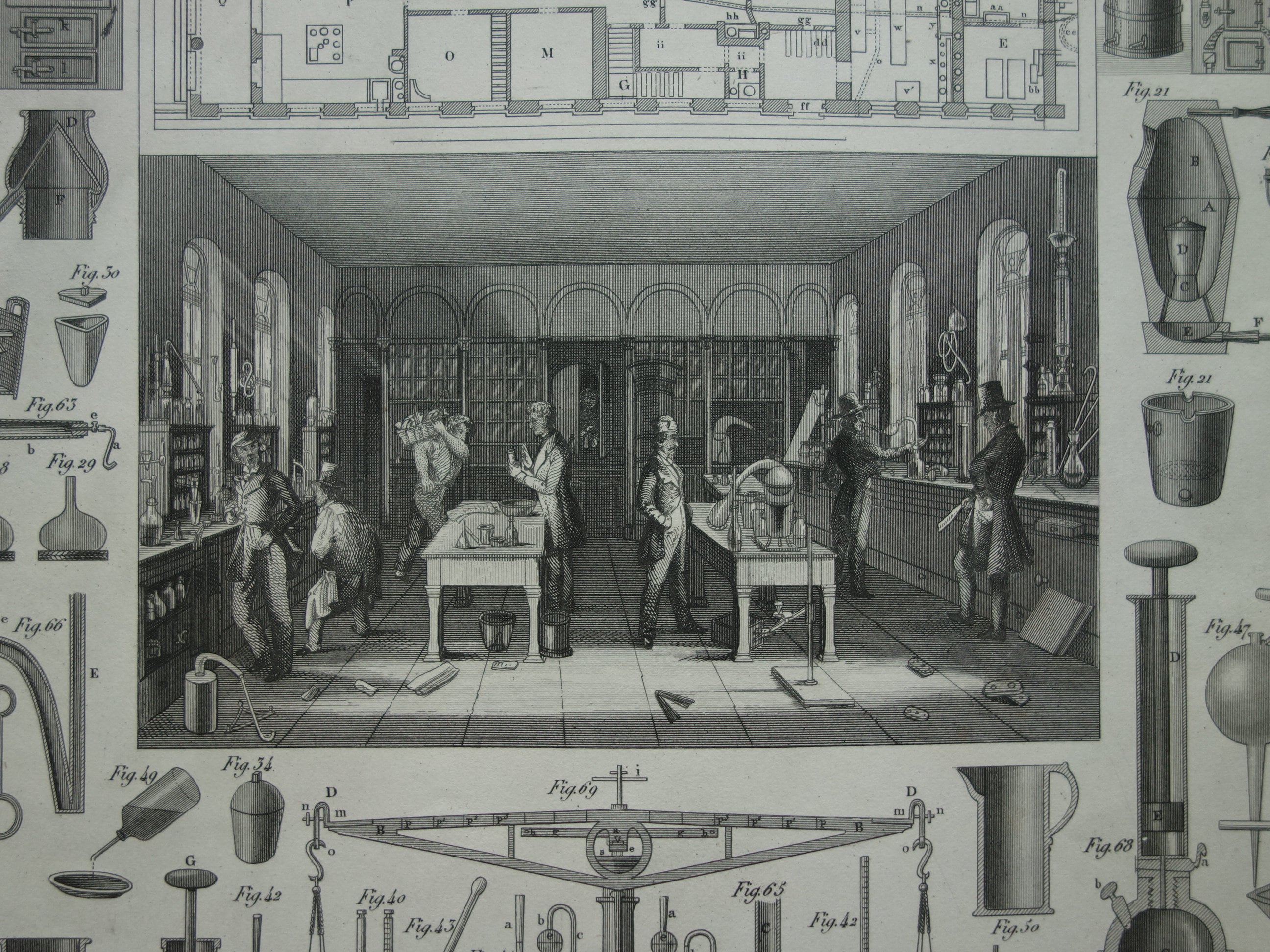 Prints 170 year old pictures of glassware for experiments test tubes ...