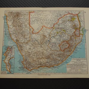 Old Map of South Africa 1928 Original Vintage Print About Namibia ...