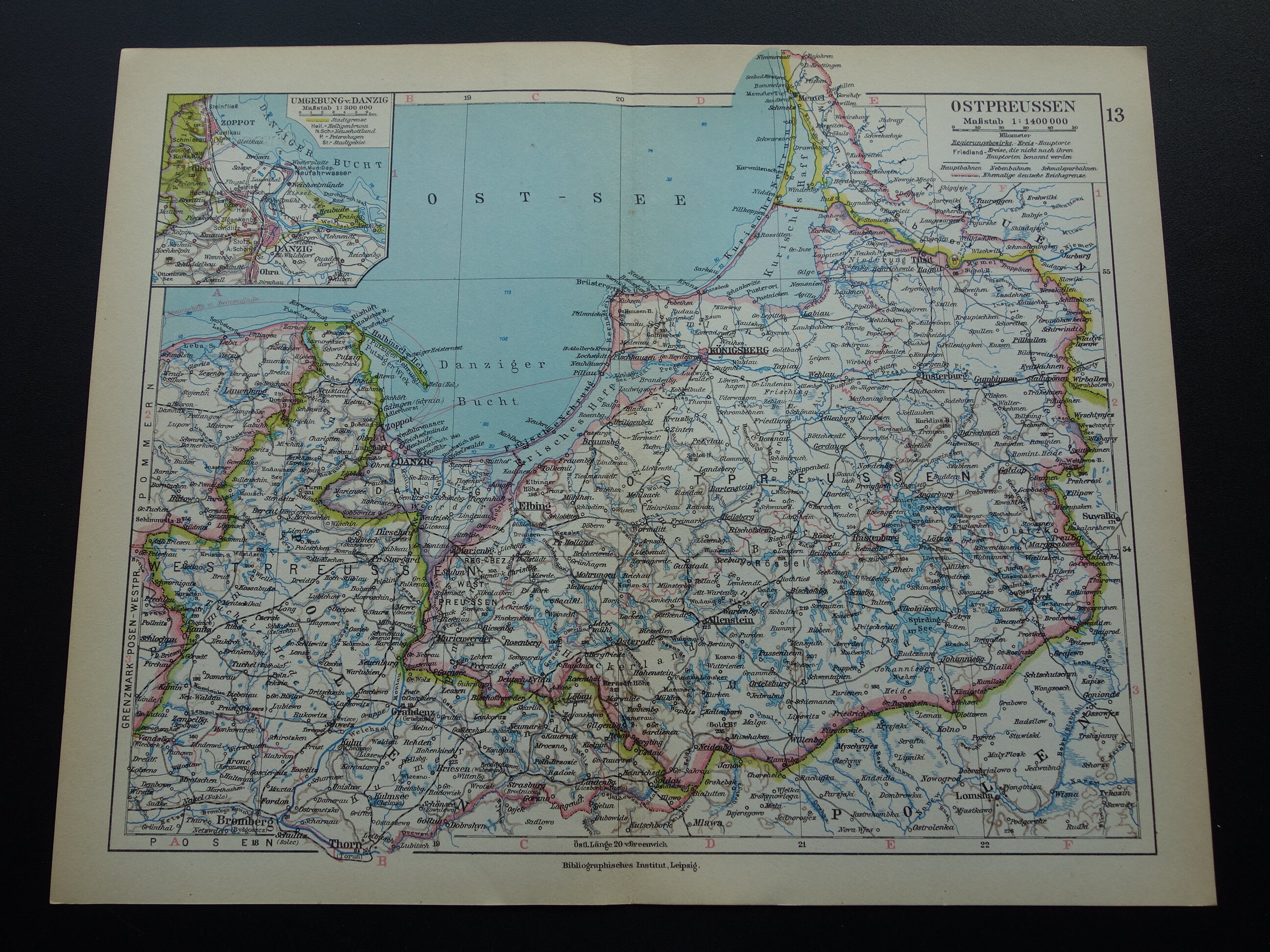 Old map of East Prussia 1928 vintage German print Ostpreussen | Etsy