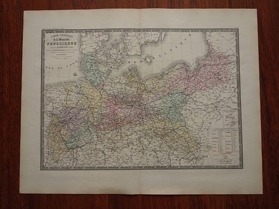 GERMANY Old Map of Prussia 1875 Original Antique Hand-colored - Etsy