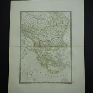 European Turkey Old Map 1826 Large Map of Balkans Greece Serbia Big ...