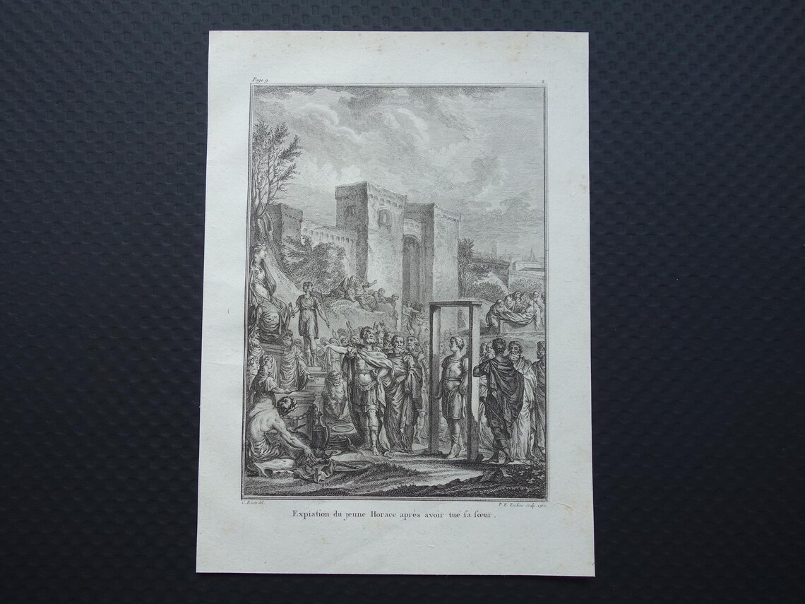 Publius Horatius Expelled History of Rome Antique Print Original 200 ...