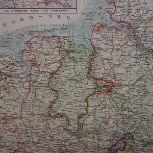Large Old Map of Northern Germany Original 1874 Antique Print Berlin ...