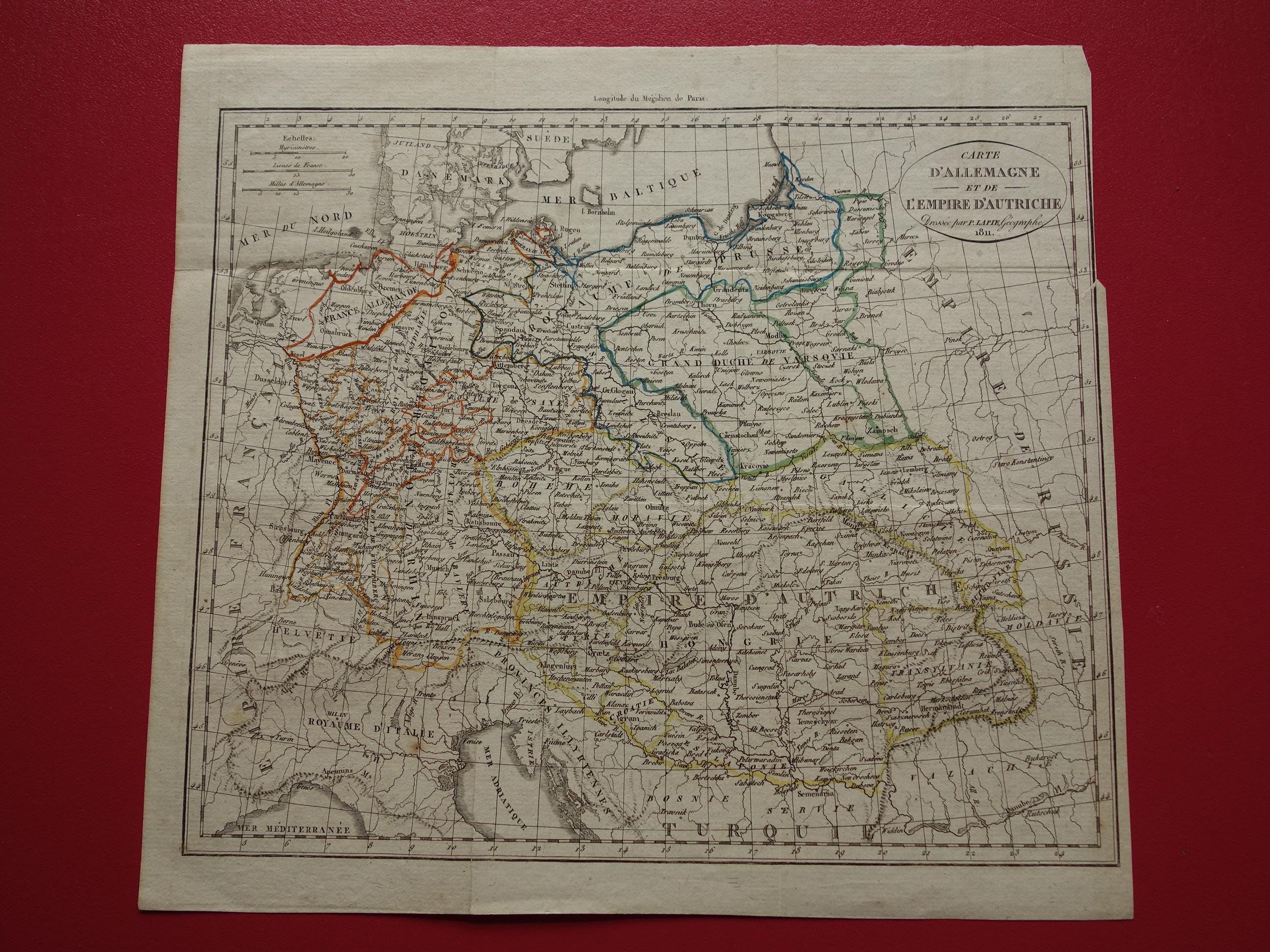 1811 EUROPE Old Map of Europe - Original Antique Map European Continent ...