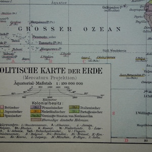 Old World Map 1928 Original Vintage Print of Worldmap Political ...