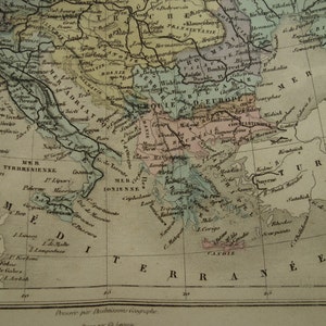 EUROPE Vintage Map of Europe Hand-colored 1883 Original Antique Poster ...