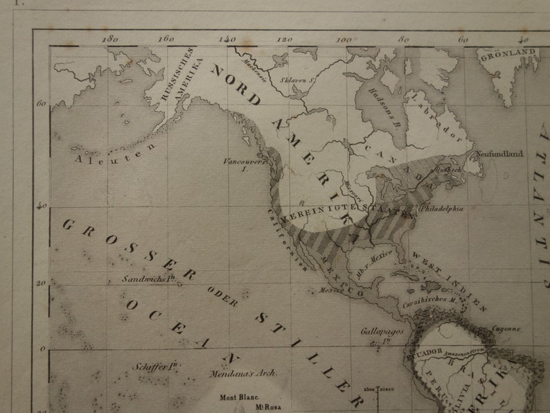 1849 Original Antique World Map Old Worldmap About Crops Illustrated ...