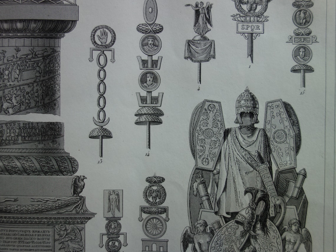 ROMAN Army Symbols Old Print 1856 Original Antique Pictures of - Etsy