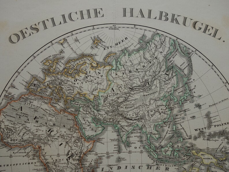 Antique Map of the Eastern Hemisphere Original 1875 - Etsy