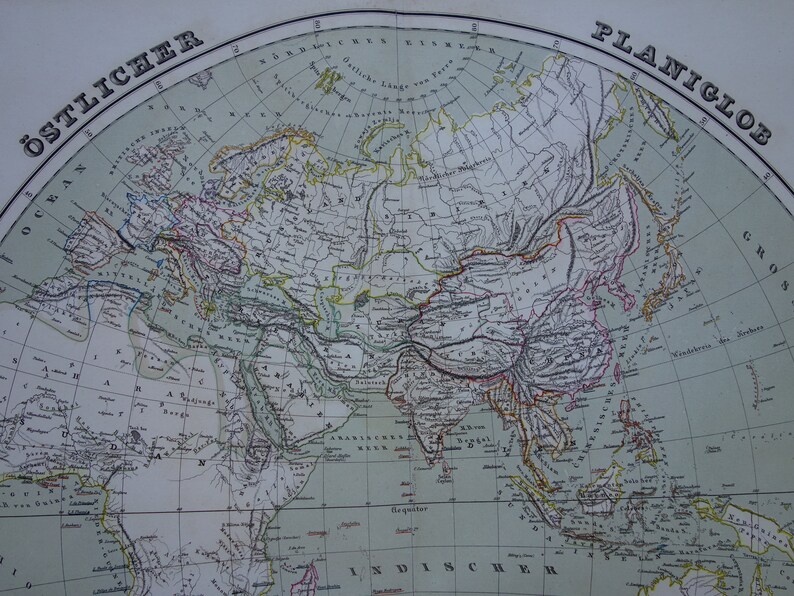 160 Years Old World Map Original Antique Very Large Print - Etsy