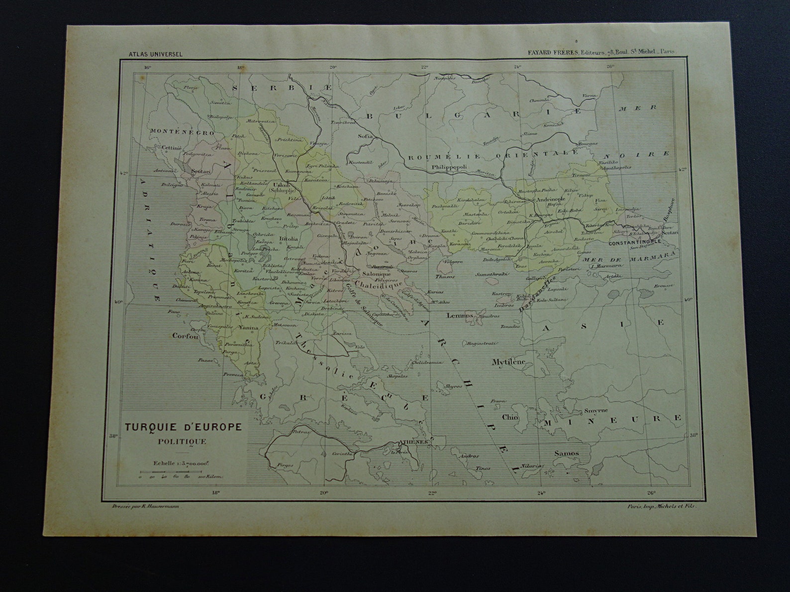 Original 1896 Old Map of Turkey in Europe Antique French Print - Etsy