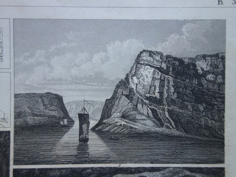 Antique GEOLOGY Print of Caves Rock Formation 175+ Years Old Natural ...