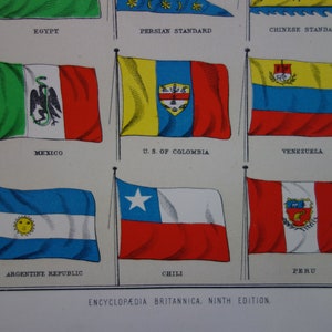 FLAGS Old Print of Flags 1879 Original Antique Flag Illustration ...