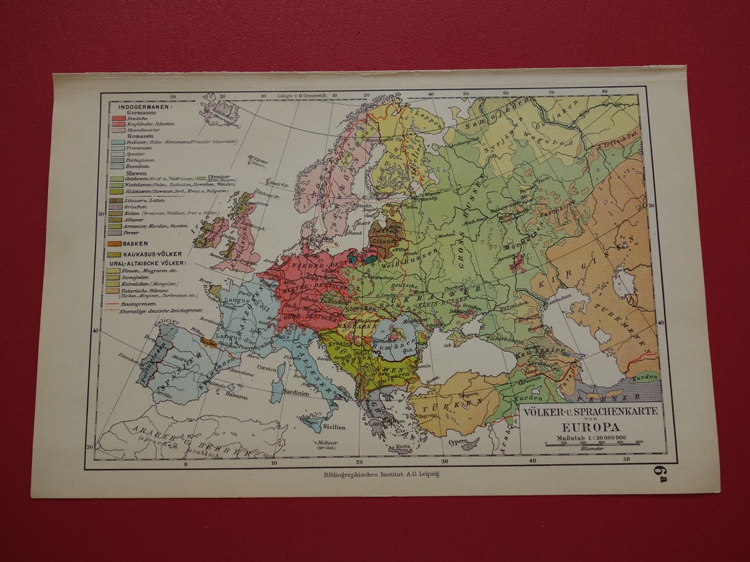 Old Language Map of Europe Vintage Linguistics and Ethnology ...
