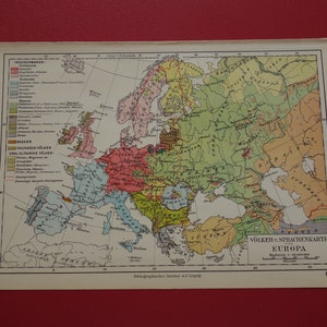 Old Language Map of Europe Vintage Linguistics and Ethnology ...