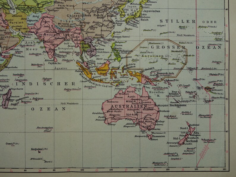 Old World Map 1928 Original Vintage Print of Worldmap - Etsy