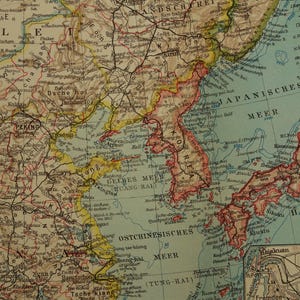 CHINA Antique Map of Chinese Empire Large Old German Print With Inset ...