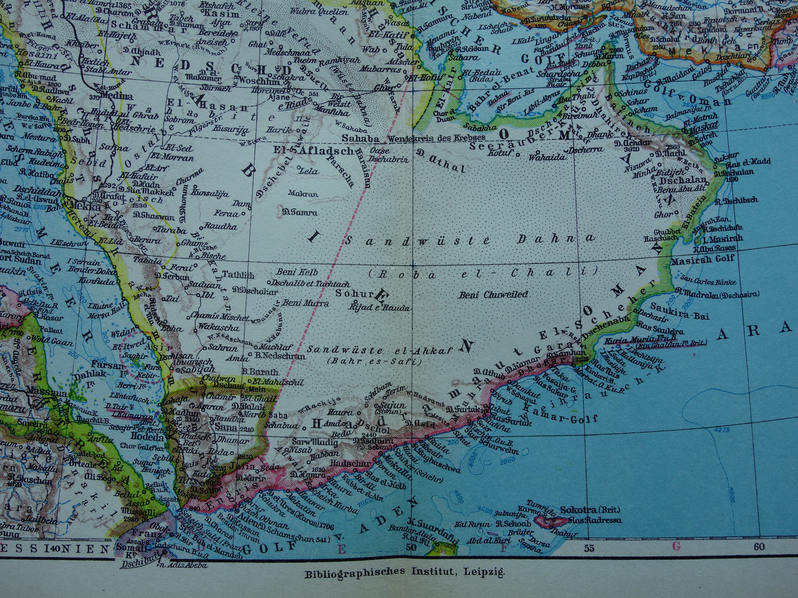 Old Map of Saudi Arabia 1928 Original Vintage Print About Oman - Etsy ...