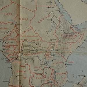 1965 AFRICA Old Map of Africa LARGE Map Poster About African Continent ...