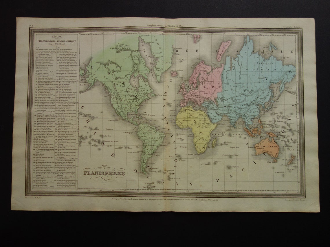 Antique WORLD Map 180 Years Old Map of the World 1838 | Etsy