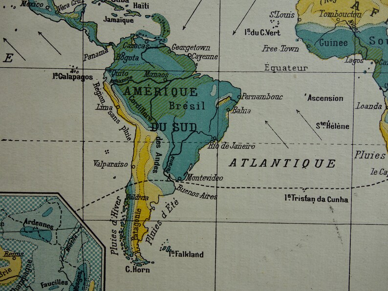 Old Weather Map 1902 Original Antique French Worldmap About - Etsy