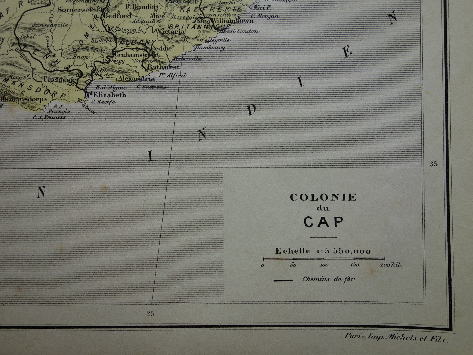 Old Map of South-africa Cape Colony 1896 Original Antique Hand Colored ...