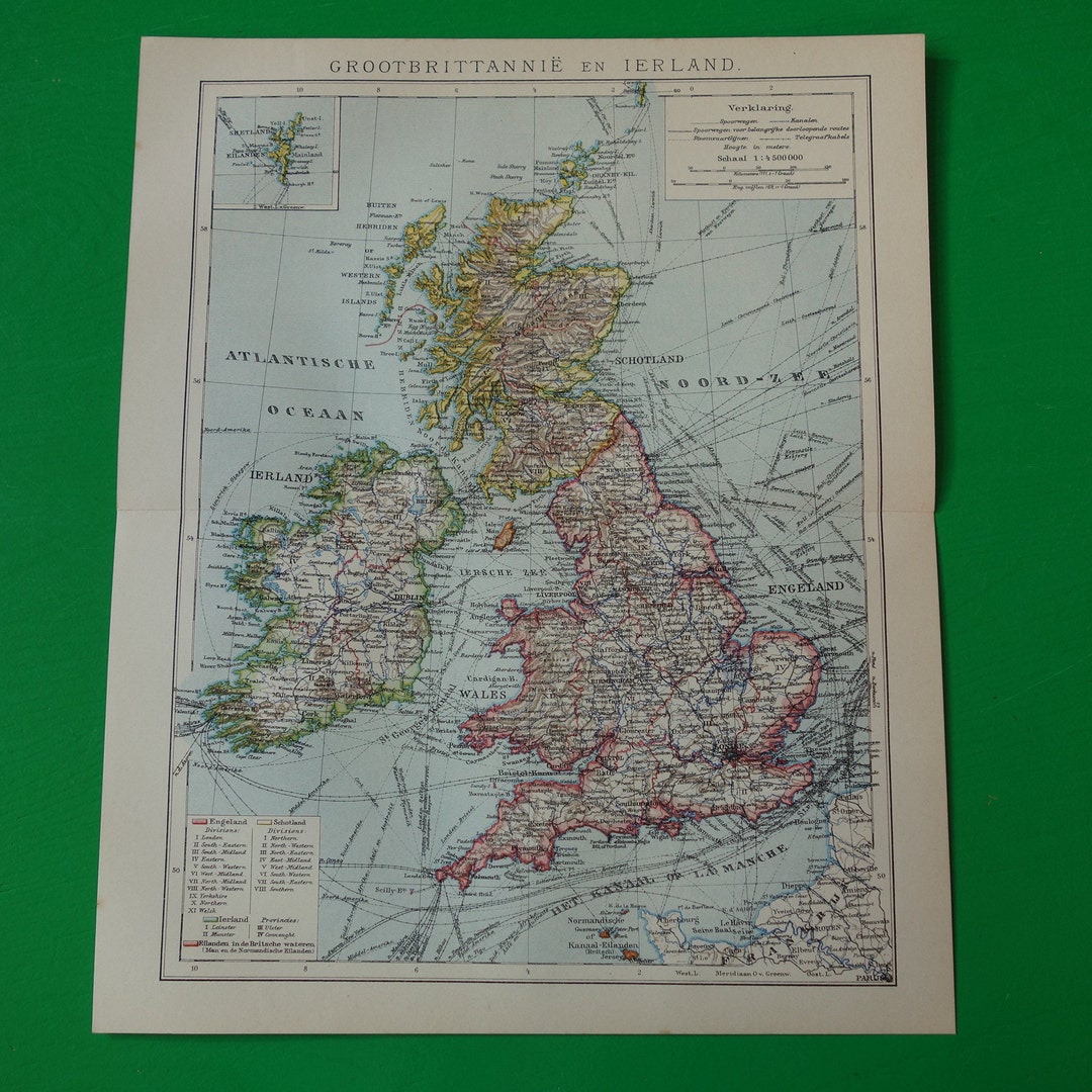 1917 GREAT BRITAIN Map of the British Isles Original Antique - Etsy