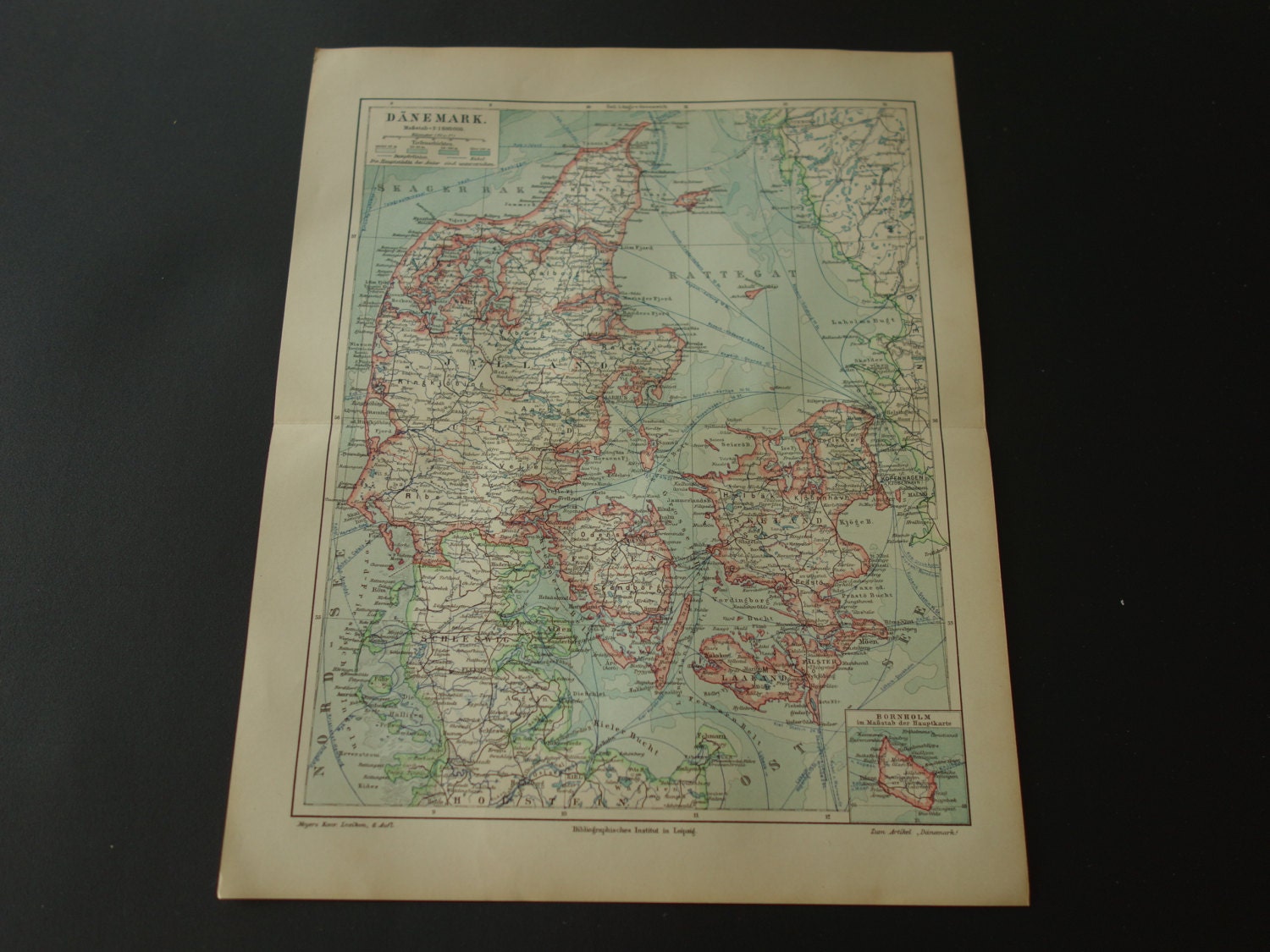 DENMARK old map of Denmark 1909 original antique print | Etsy