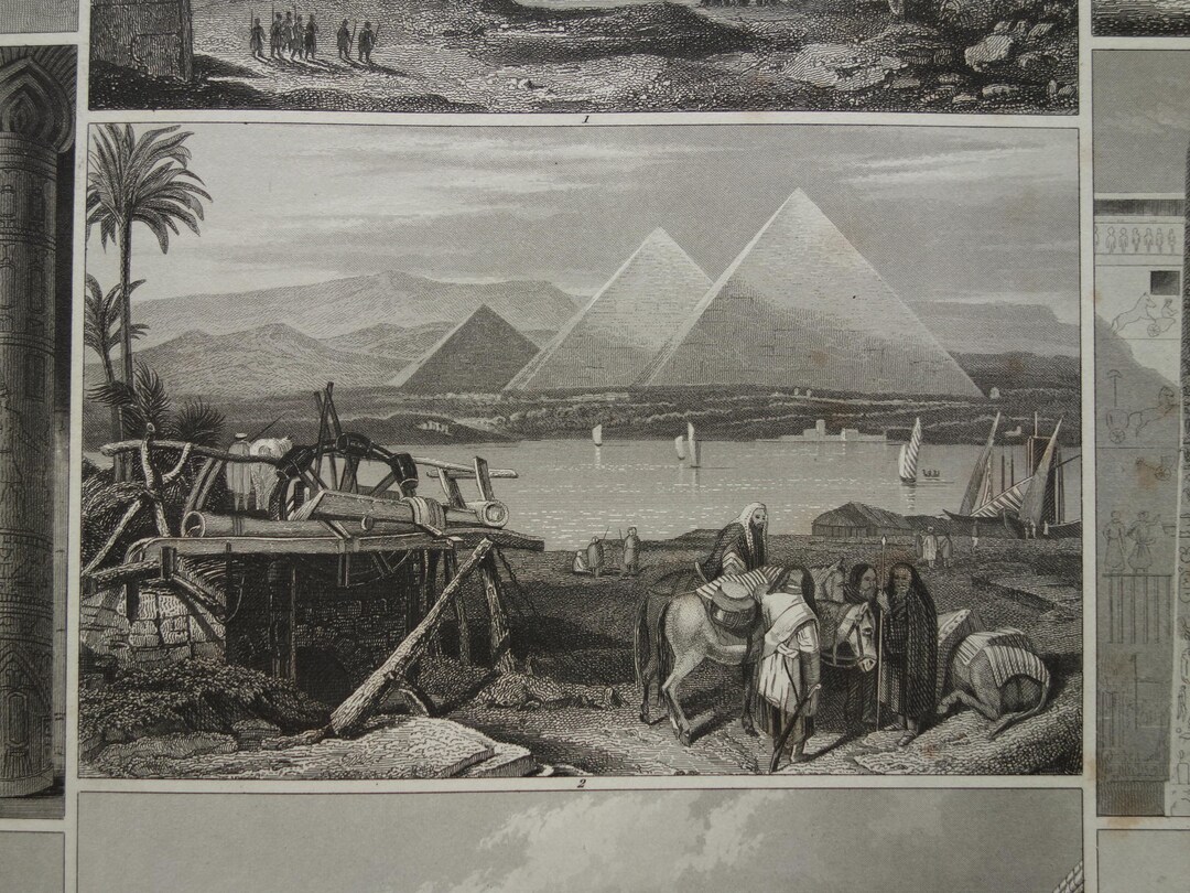 Pyramids Giza Egypt Vintage Architecture Print 175+ Years Old Prints of ...