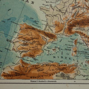 Old Map of Europe 1907 Original Antique Dutch Print About Altitude ...
