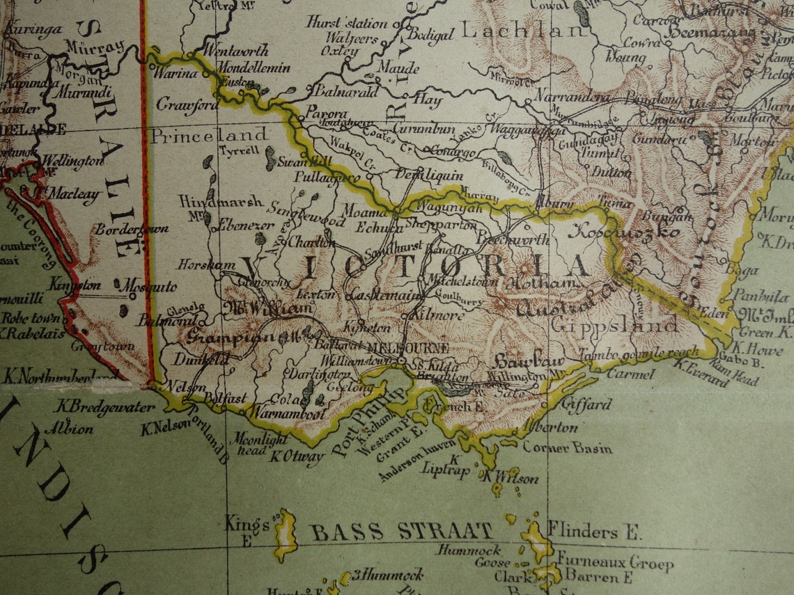 AUSTRALIA Old Map of Australia 1882 Original Antique Print About ...
