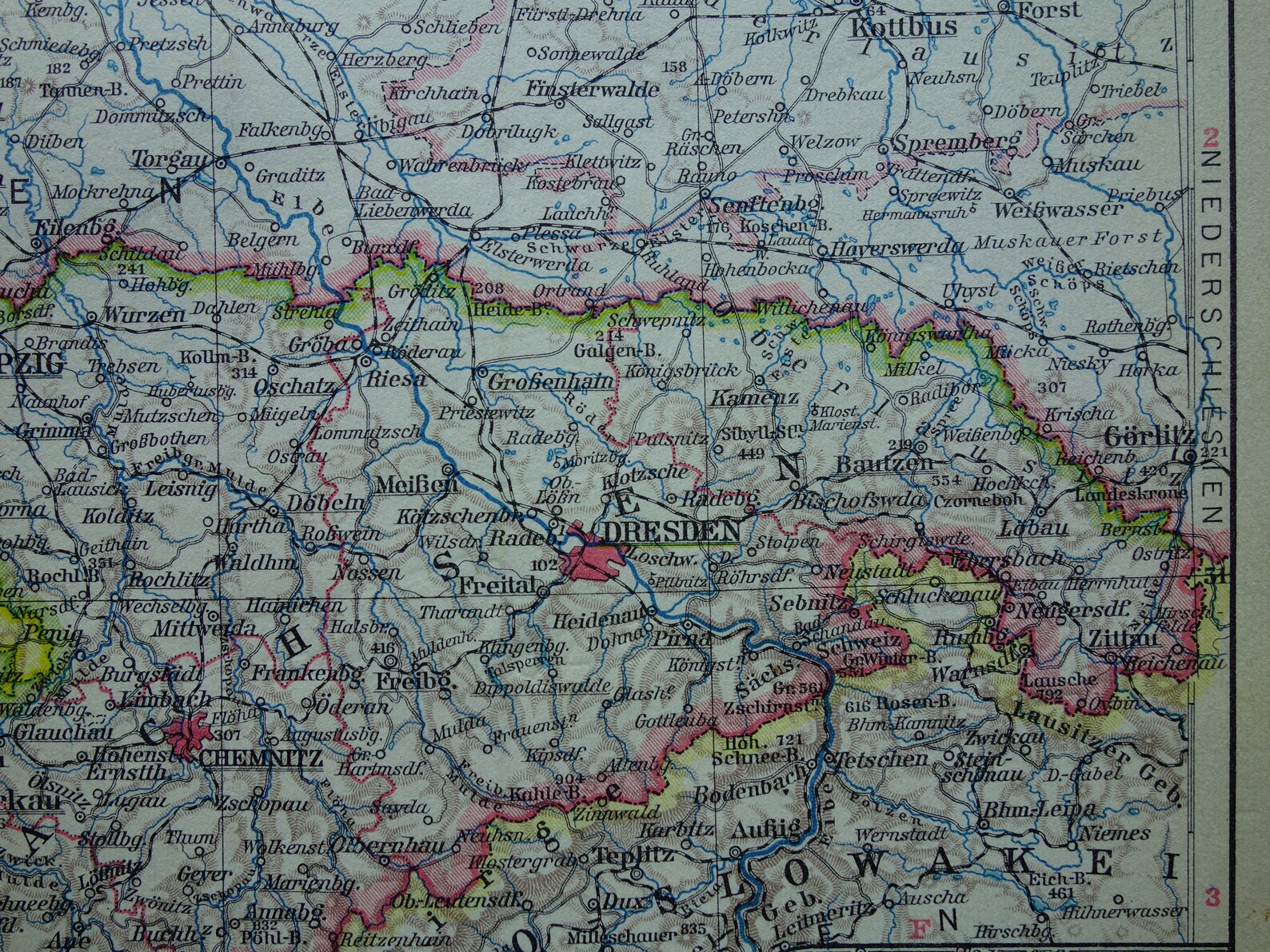 GERMANY old map of Saxony 1928 detailed antique vintage print | Etsy