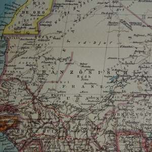 Old Map of West Africa Original 1928 Vintage Print Greater Maghreb ...