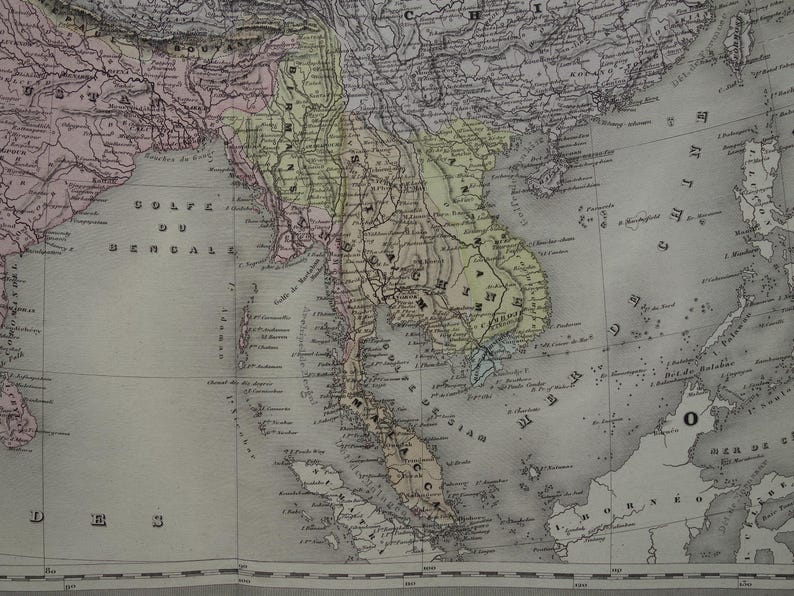 Old Map of Asia 1880 Original Antique Large Maps - Etsy
