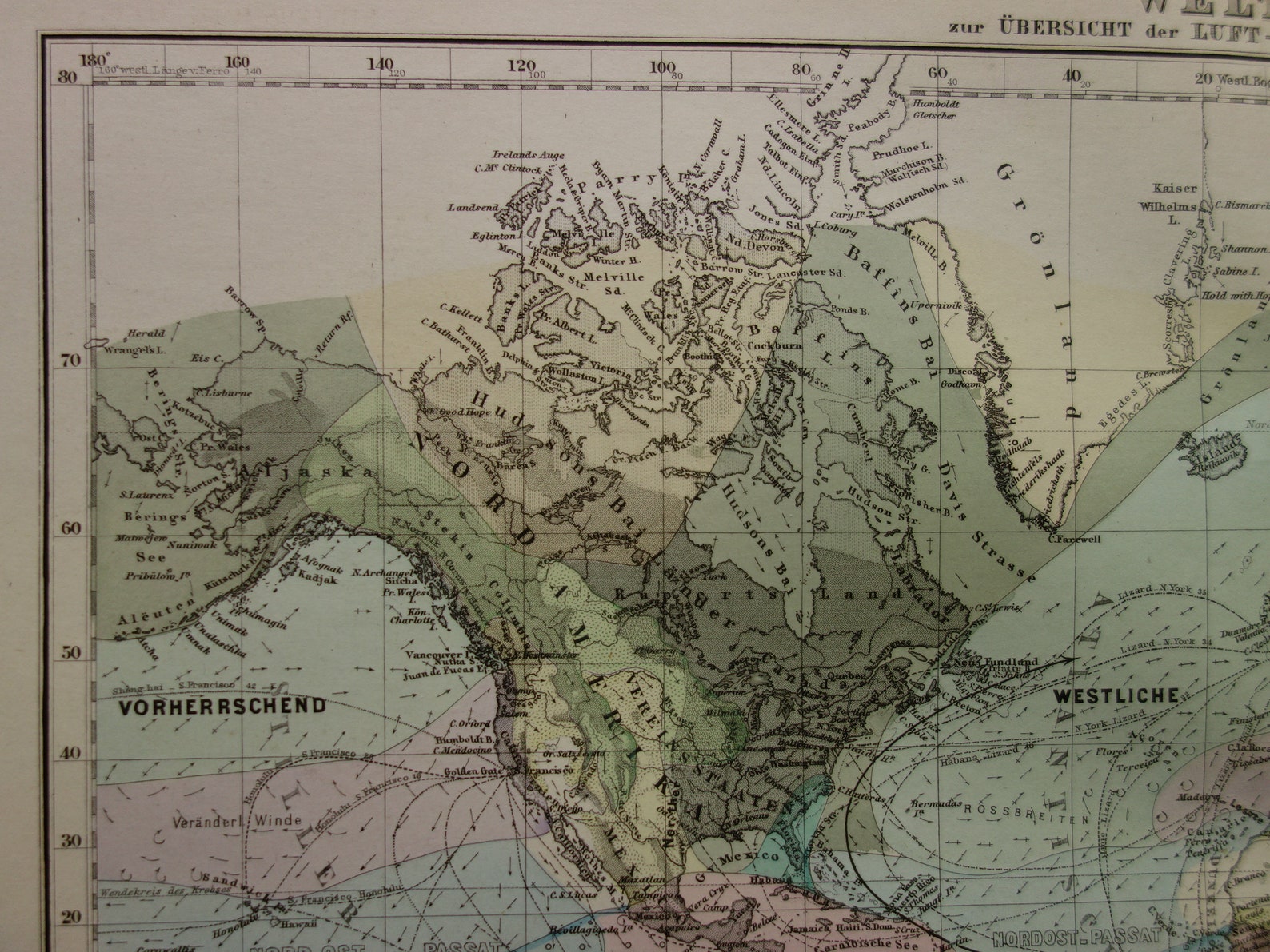 Large Old World Map About Winds and Climate Big Dated Print - Etsy