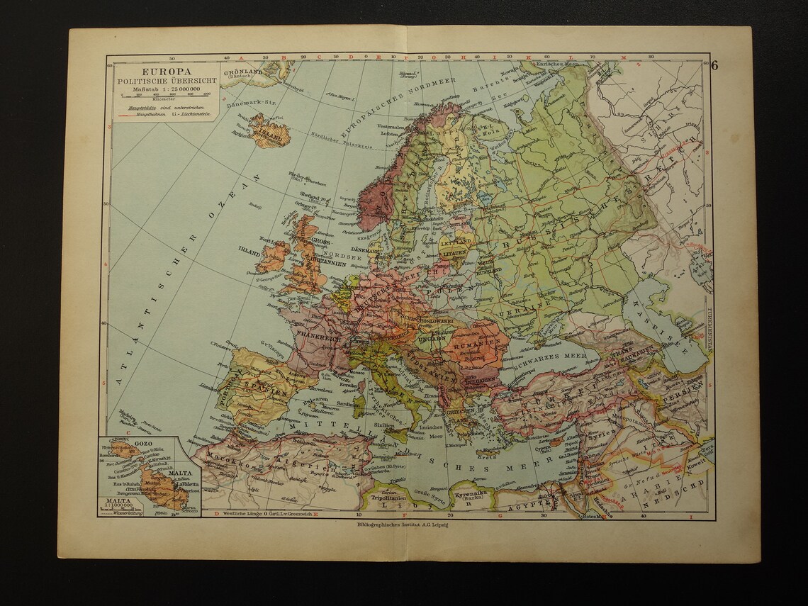 EUROPE Old Map of Europe 1931 Original Vintage Political Print of ...